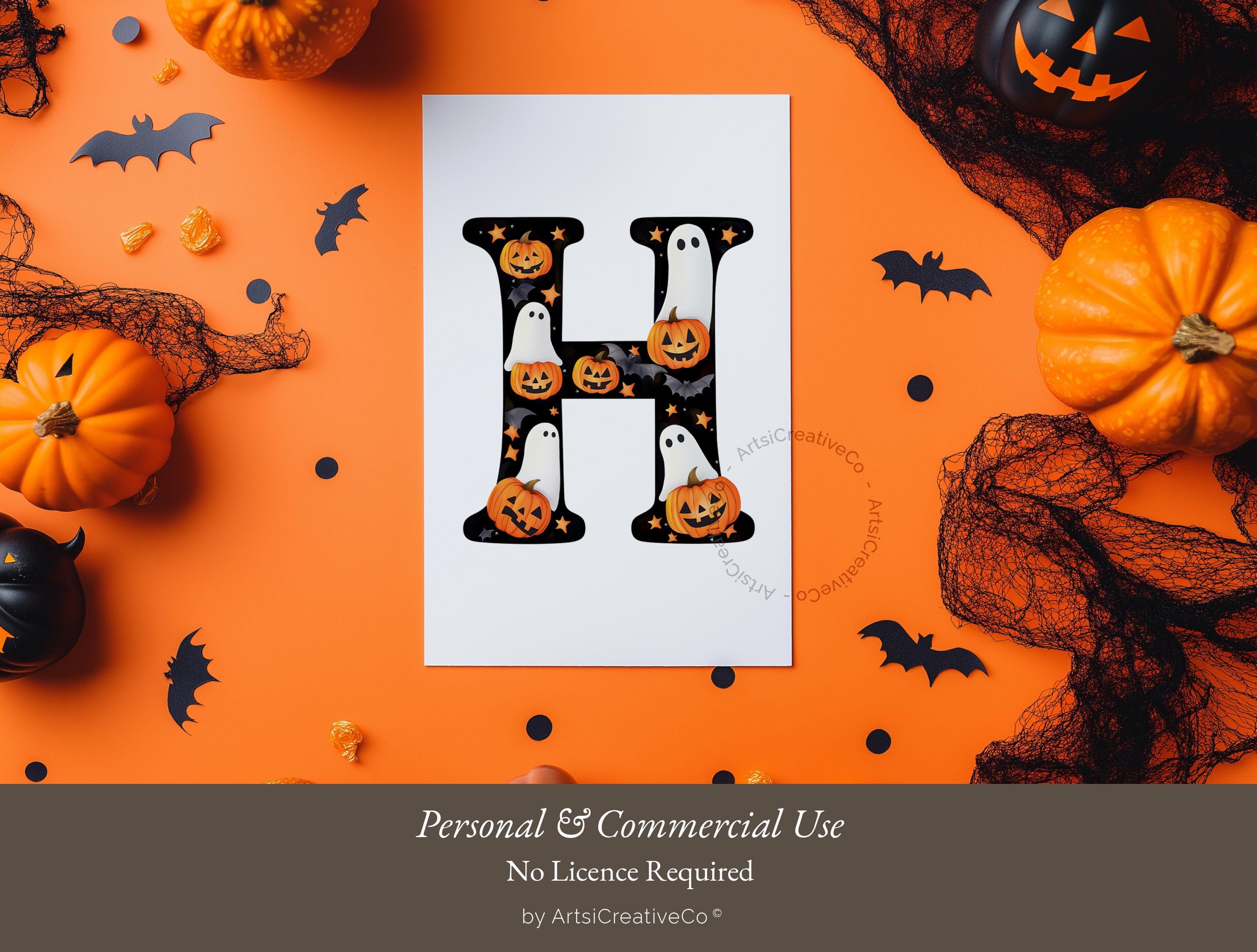 Halloween Alphabet Letters Clipart PNG Bundle, Alphabet Clipart ...
