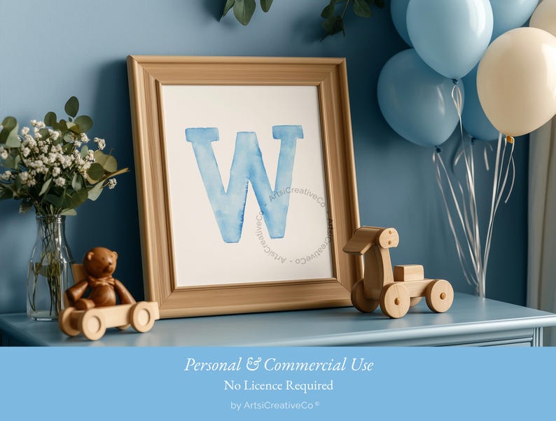 Pastel Blue Alphabet Clipart, Watercolor Letters, Digital Alphabet Font ...