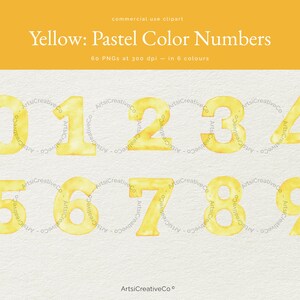 Pastel Numbers Clipart Bundle in 6 Colors, Watercolor Numbers, Birthday ...