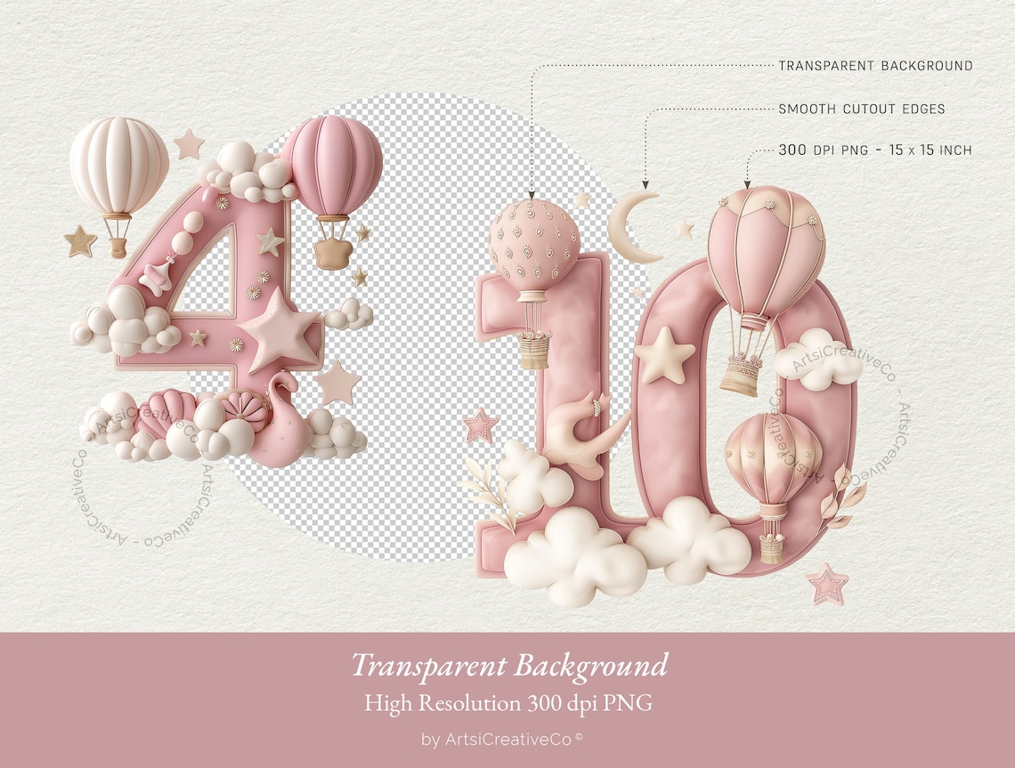 Numbers Children Birthday Nursery Age Clipart PNG Bundle, Aesthetic ...