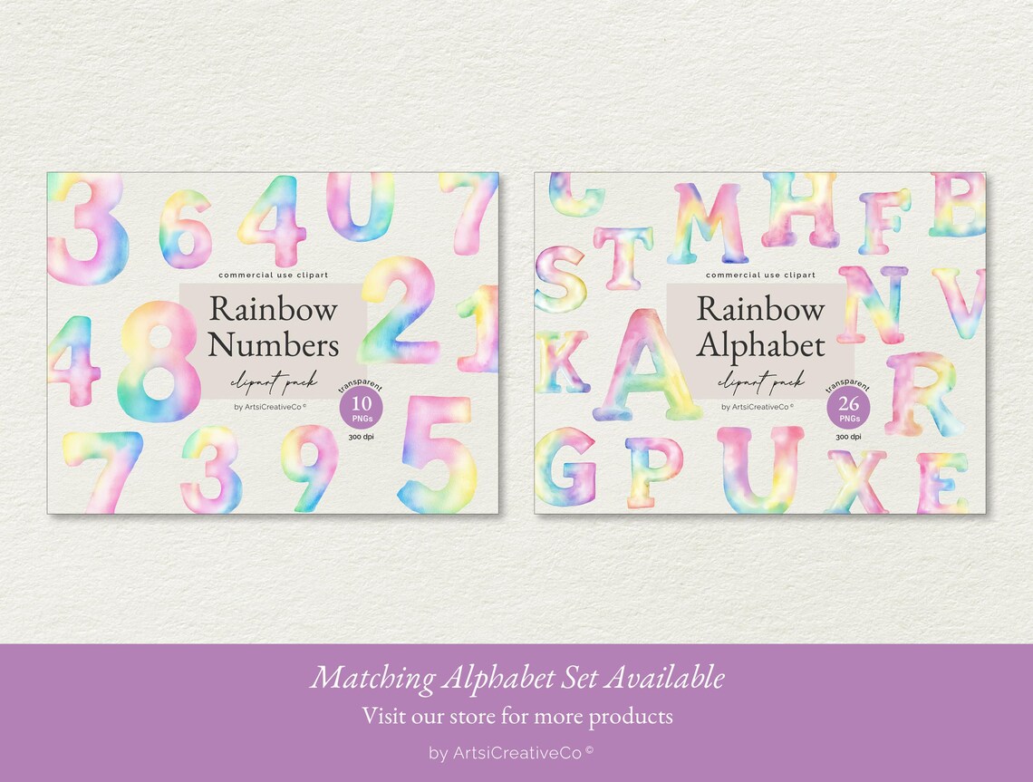 Rainbow Watercolor Numbers Clipart Bundle - Pastel Numbers PNG ...