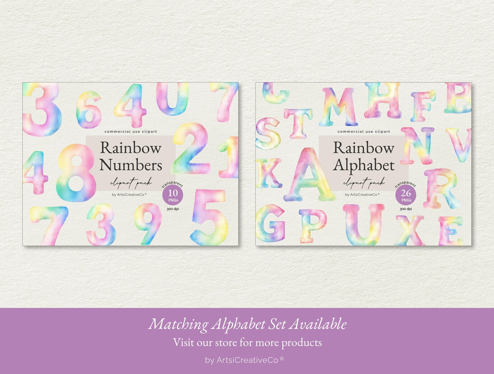 Rainbow Watercolor Numbers Clipart Bundle - Pastel Numbers PNG ...