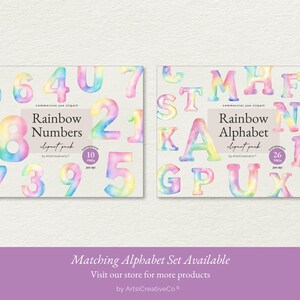 Rainbow Watercolor Numbers Clipart Bundle - Pastel Numbers PNG ...