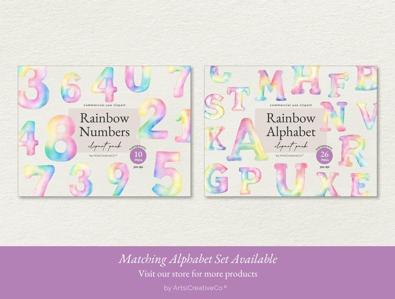 Rainbow Watercolor Numbers Clipart Bundle - Pastel Numbers PNG ...