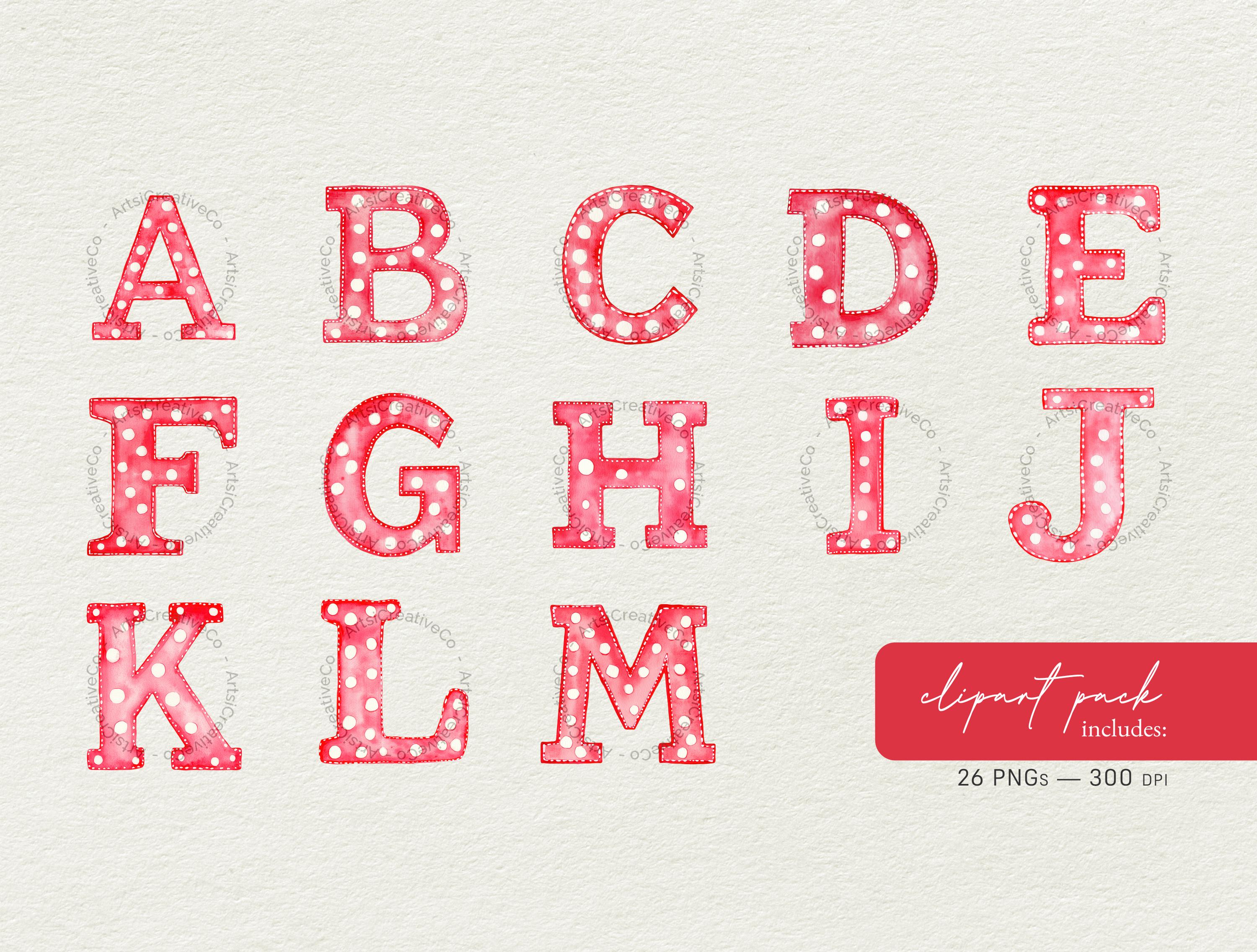 Polka Dot Alphabet Clipart PNG, Red Aesthetic Alphabet for Party Decor ...