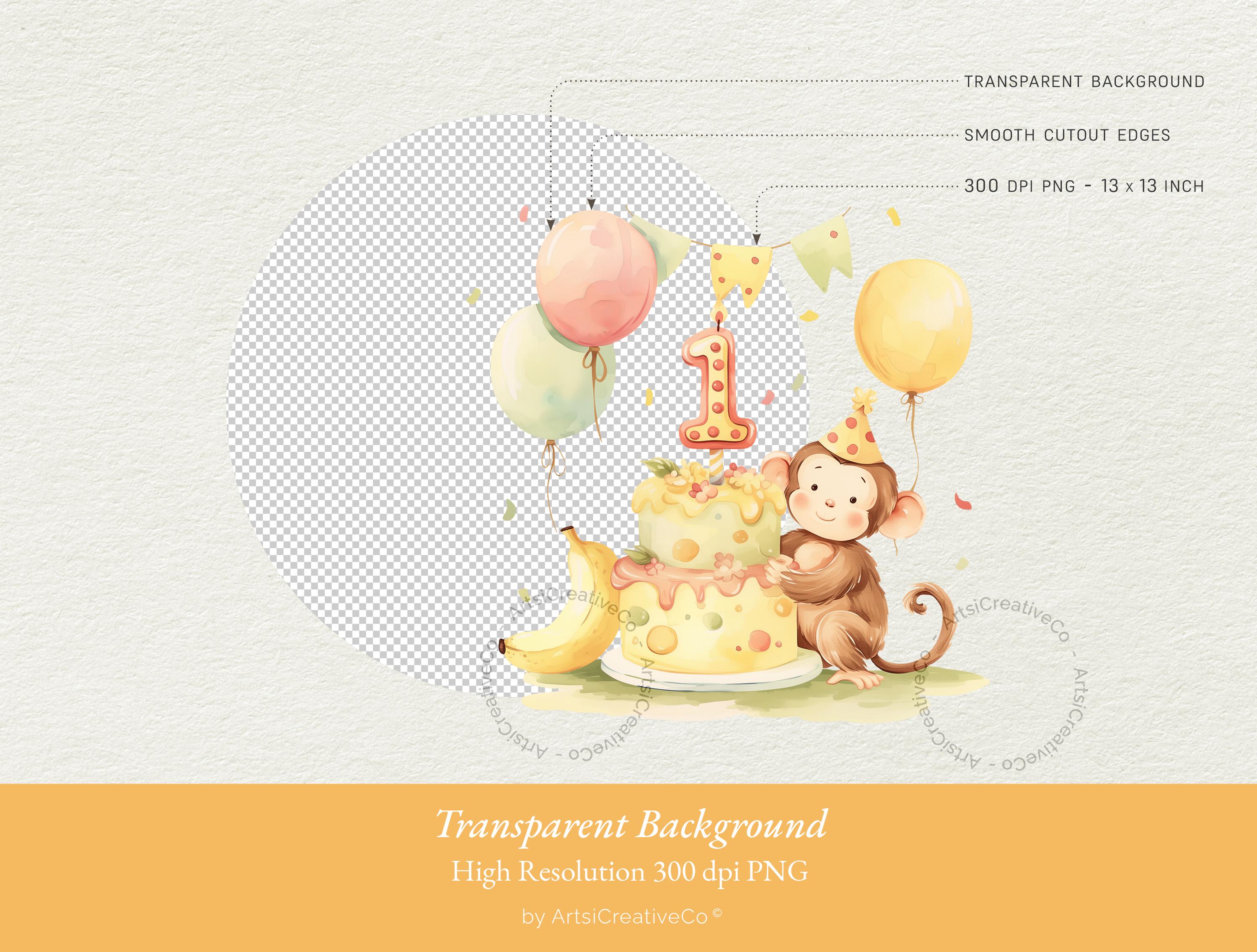1st Birthday Monkey PNG, First Birthday, Baby Milestone, Monkey Clipart ...