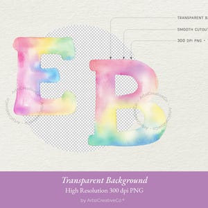 Rainbow Watercolor Alphabet Clipart Bundle - Pastel Letters A-Z PNG ...