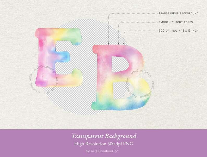Rainbow Watercolor Alphabet Clipart Bundle - Pastel Letters A-Z PNG ...