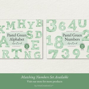 Pastel Green Alphabet Clipart, Watercolor Letters, Digital Alphabet ...