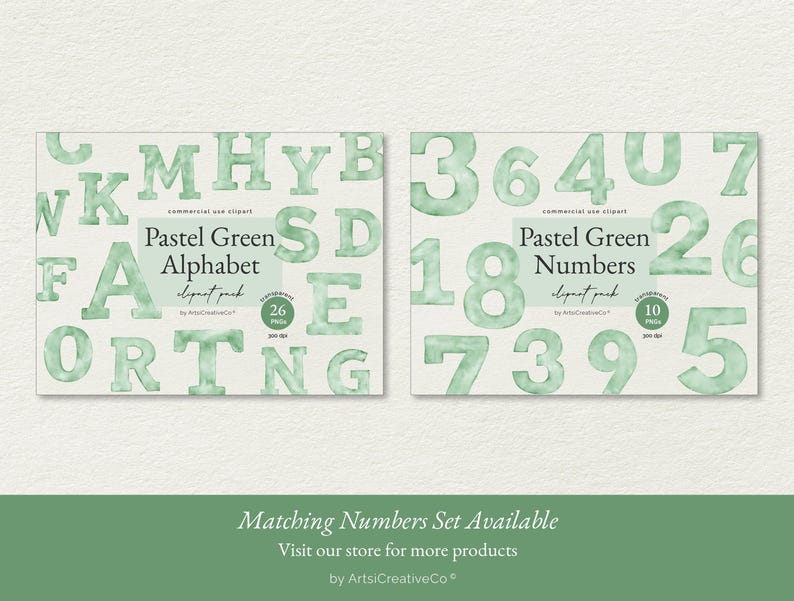 Pastel Green Alphabet Clipart, Watercolor Letters, Digital Alphabet ...