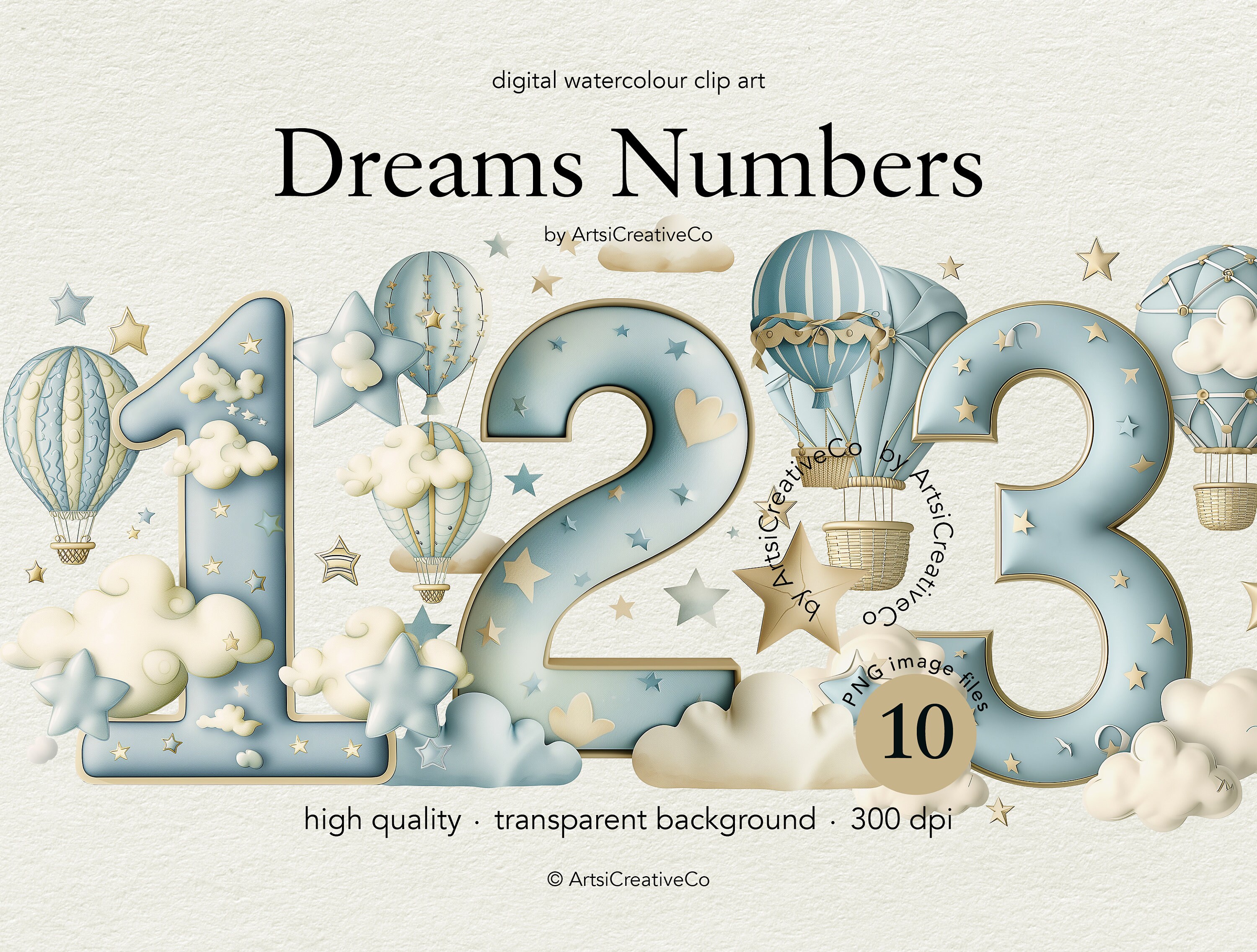 Numbers Children Birthday Nursery Age Clipart PNG Bundle, 10 Party ...