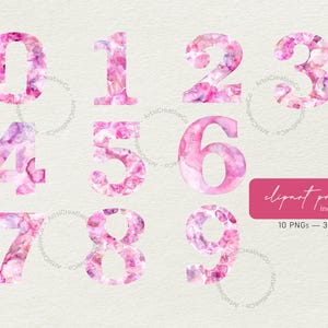 Numbers Watercolor Birthday Age Clipart PNG Bundle, Numbers Clipart ...