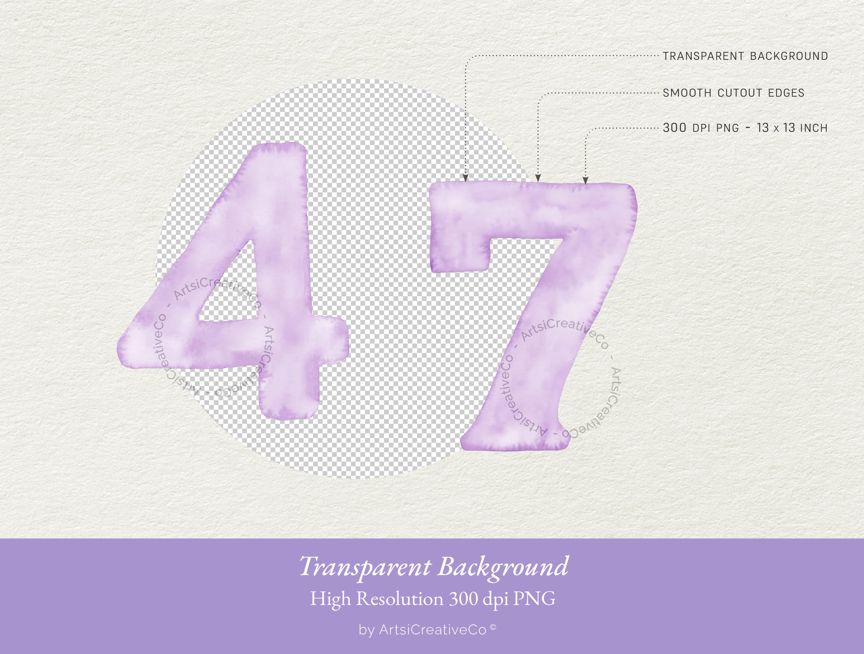Pastel Purple Numbers Clipart, Watercolor Numbers, Purple Numbers ...