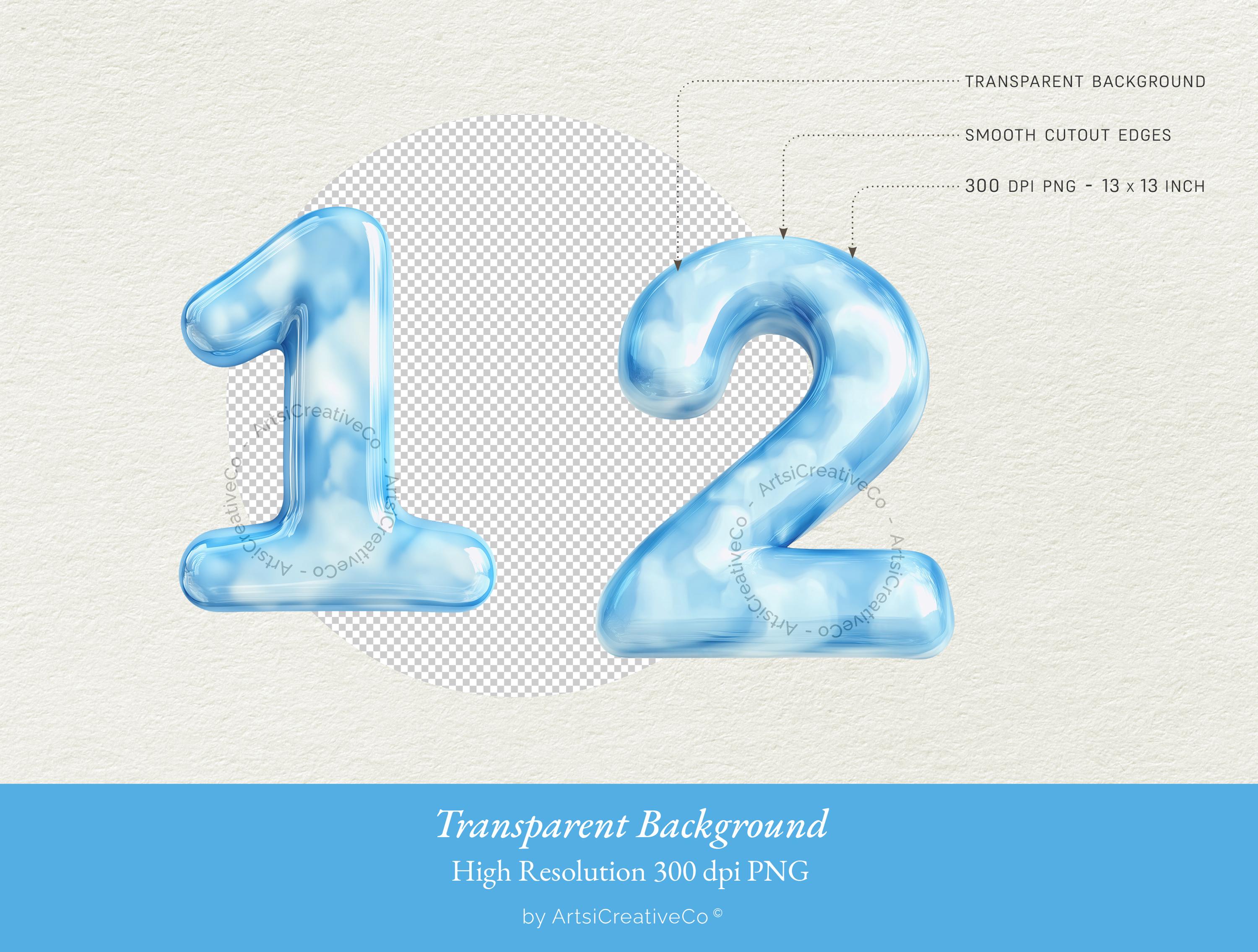 Dreamy Sky Numbers Clipart, Transparent Blue Cloud Numbers, Birthday ...