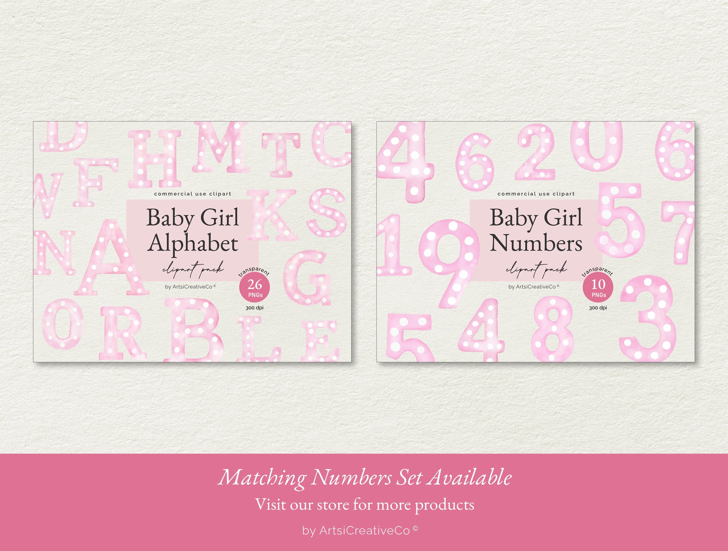 Baby Girl Alphabet Clipart PNG Set - Pastel Pink Polka Dot Letters A-Z ...
