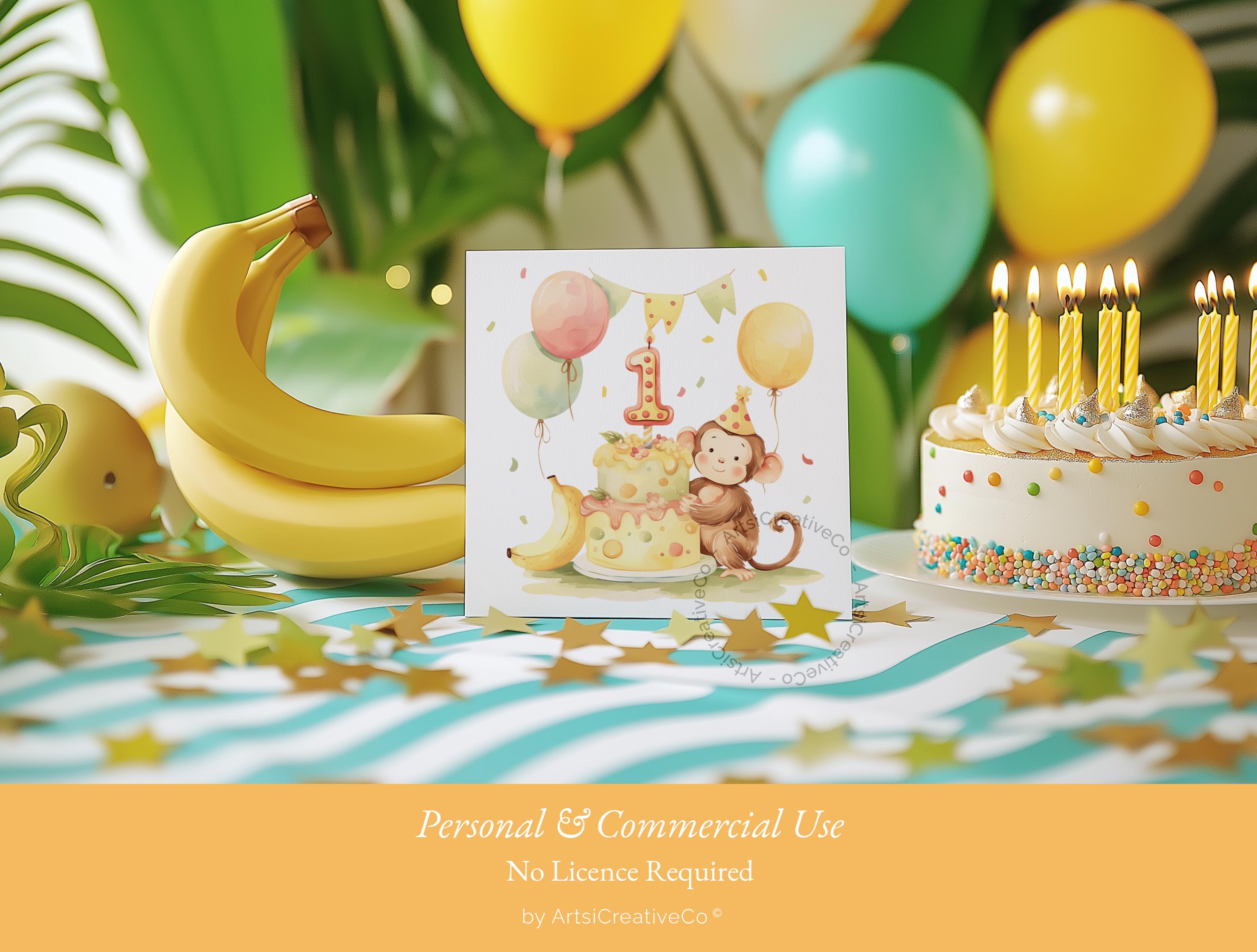 1st Birthday Monkey PNG, First Birthday, Baby Milestone, Monkey Clipart ...