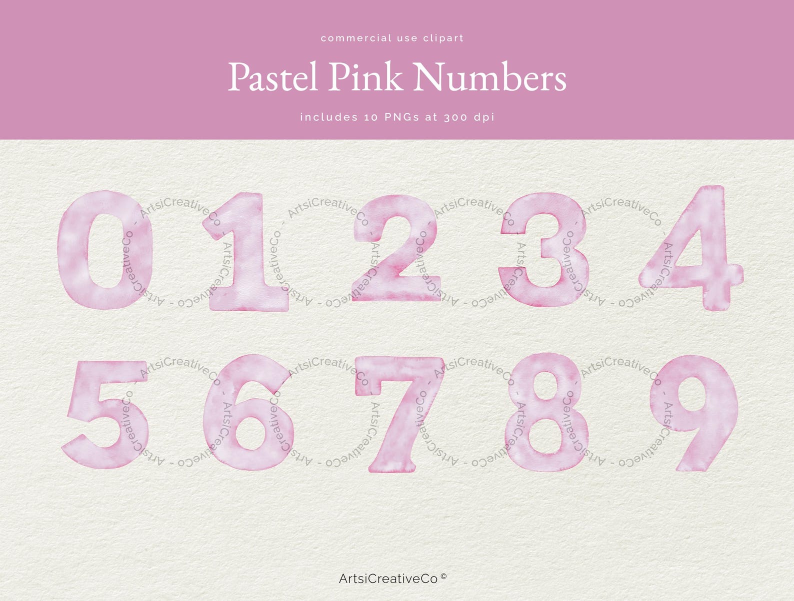 Pastel Pink Numbers Clipart, Watercolor Numbers, Pink Numbers, Birthday ...
