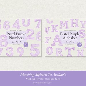 Pastel Purple Numbers Clipart, Watercolor Numbers, Purple Numbers ...