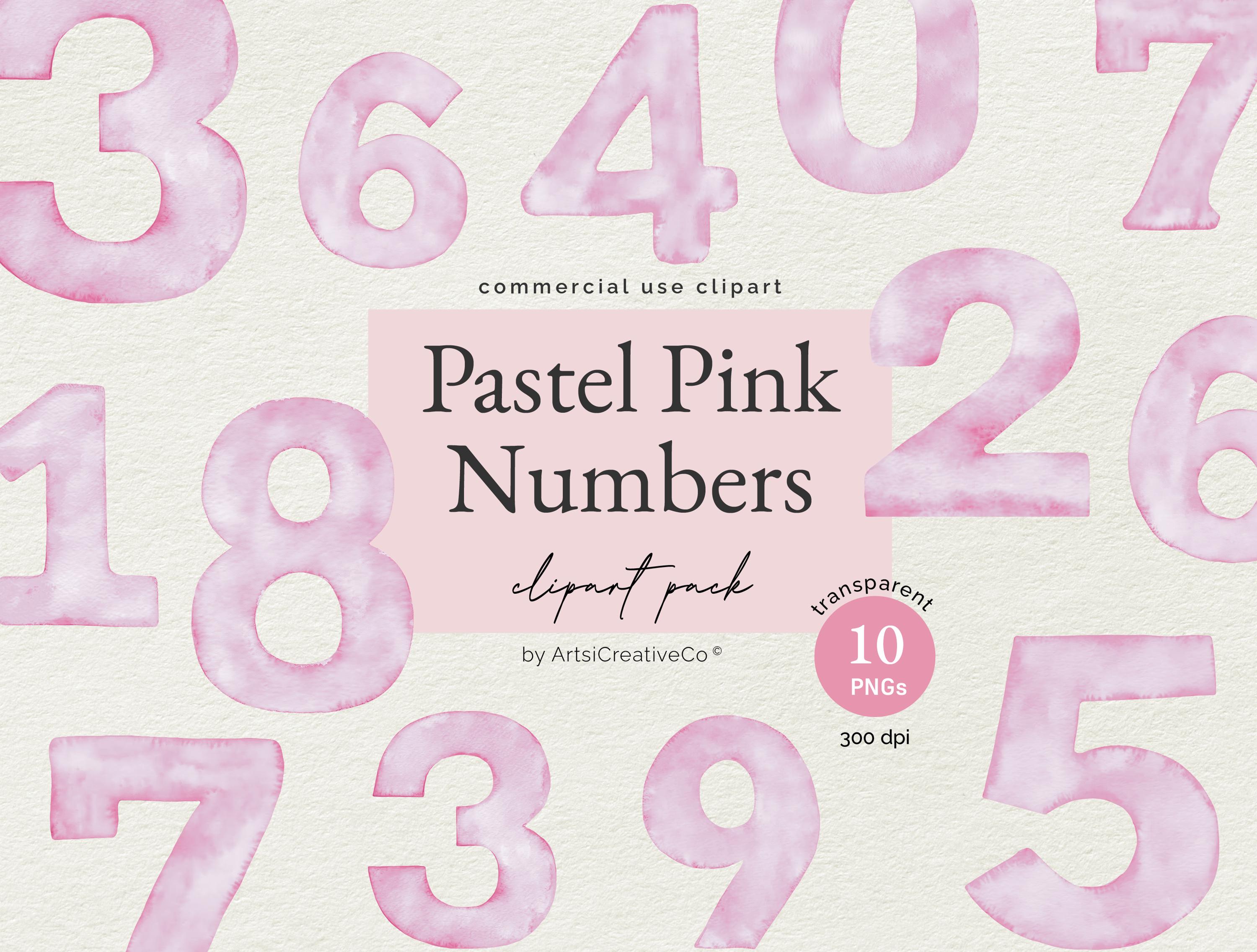 Pastel Pink Numbers Clipart, Watercolor Numbers, Pink Numbers, Birthday ...