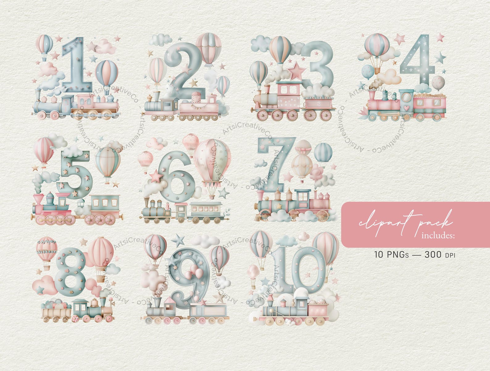 Numbers Children Birthday Nursery Age Clipart PNG Bundle, Aesthetic ...