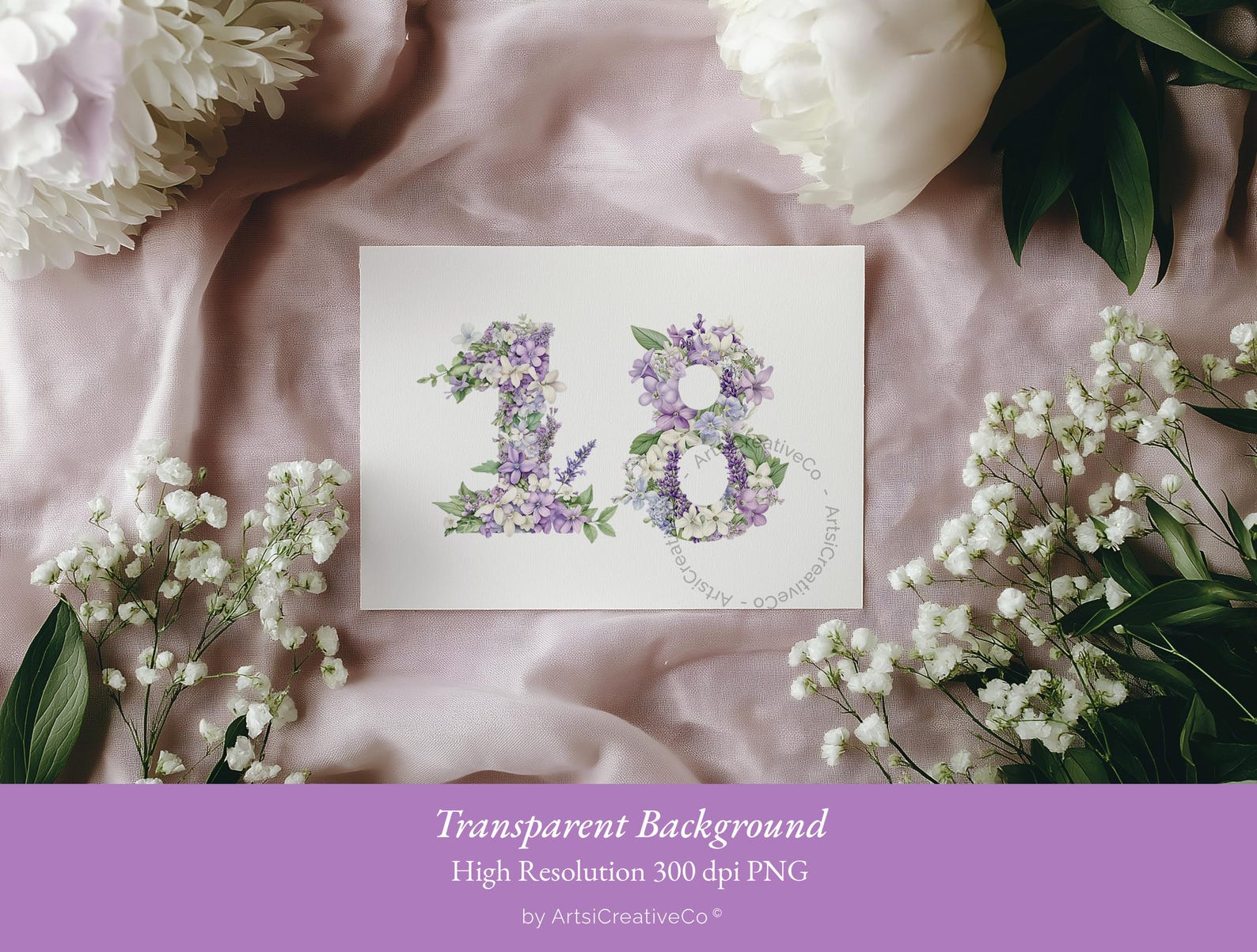 Floral Numbers Clipart PNG, Purple Floral Numbers, Invitations ...