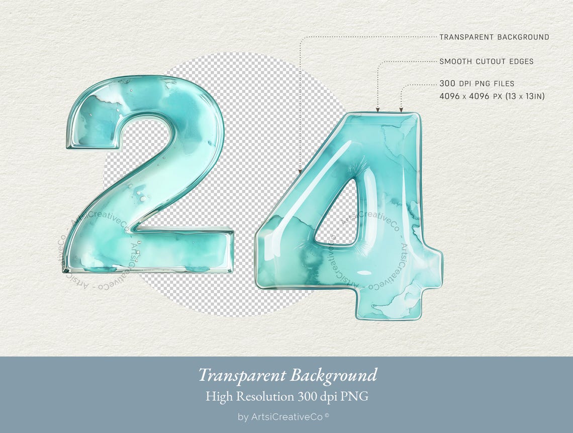 Bubble Blue Balloon Watercolour Numbers Birthday Age Clipart PNG Bundle ...