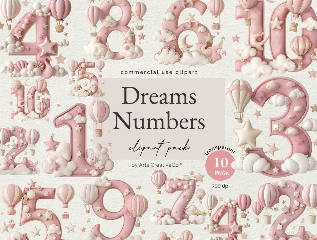 Numbers Children Birthday Nursery Age Clipart PNG Bundle, Aesthetic ...