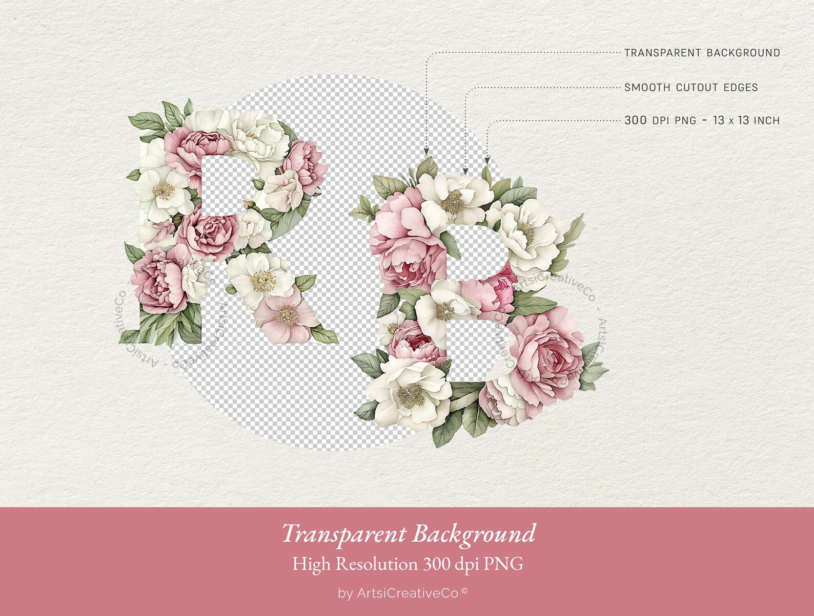 Peony Alphabet Clipart PNG - Floral Letters for Scrapbooking ...