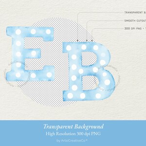 Baby Boy Alphabet Clipart PNG Set - Pastel Blue Polka Dot Letters A-Z ...