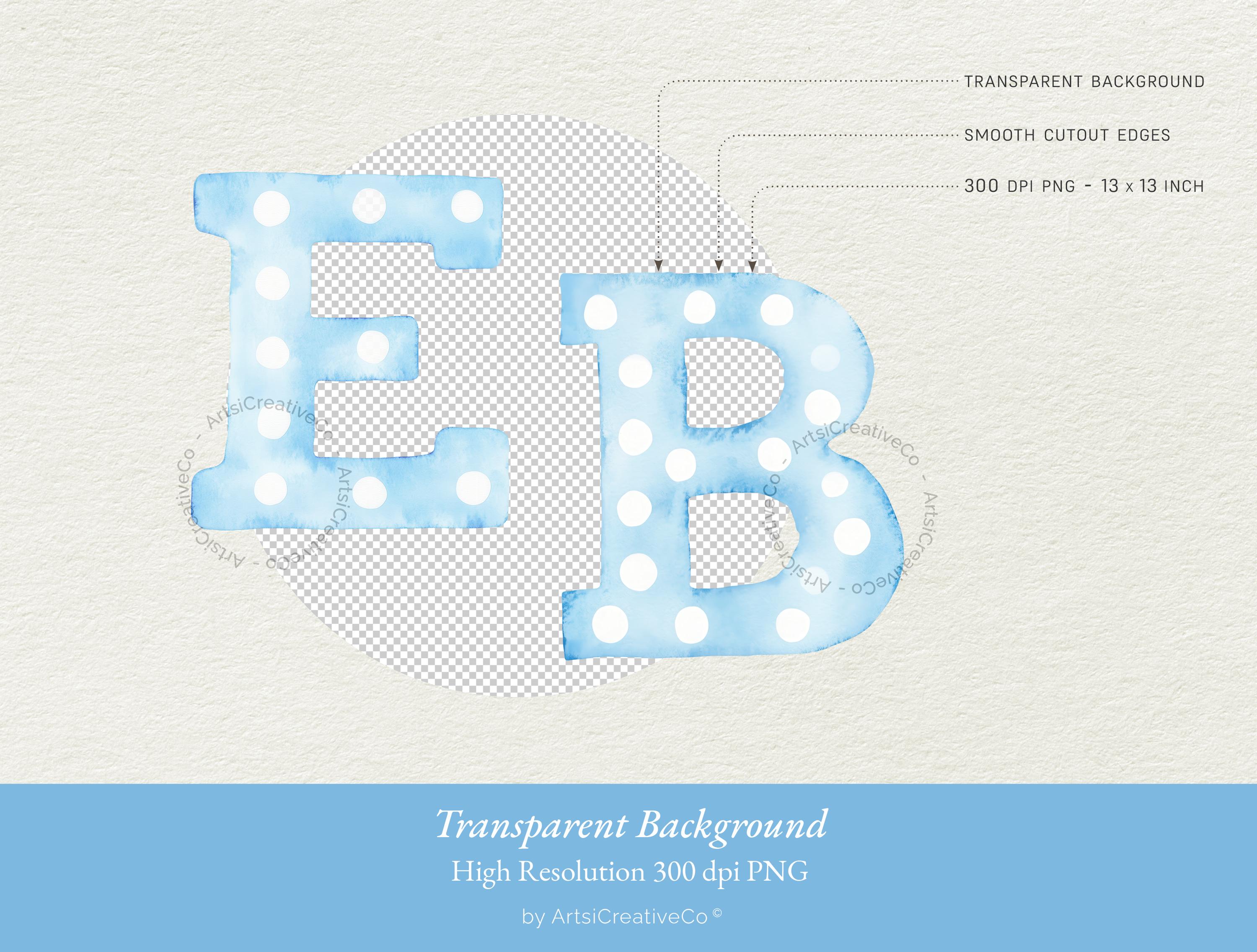 Baby Boy Alphabet Clipart PNG Set - Pastel Blue Polka Dot Letters A-Z ...