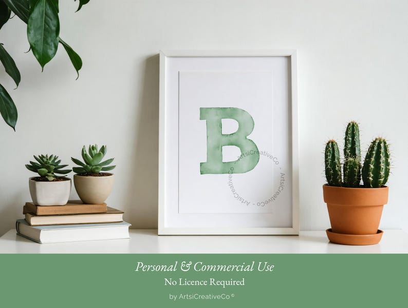 Pastel Green Alphabet Clipart, Watercolor Letters, Digital Alphabet ...