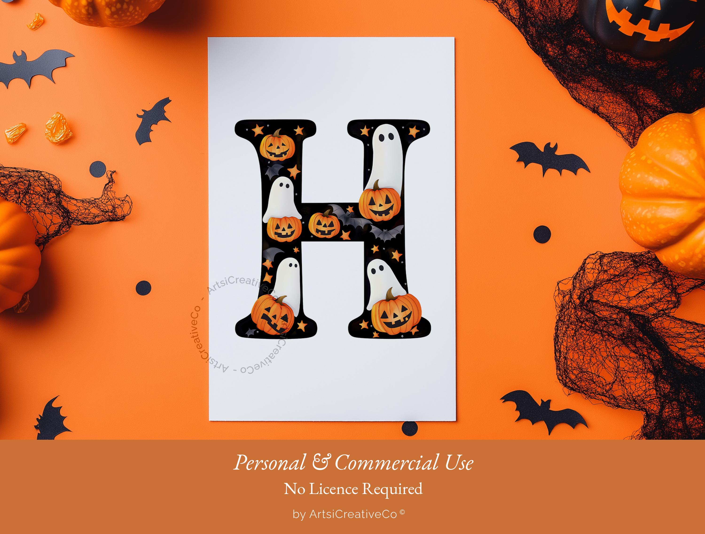Halloween Alphabet Numbers Clipart PNG Bundle, Alphabet Clipart ...