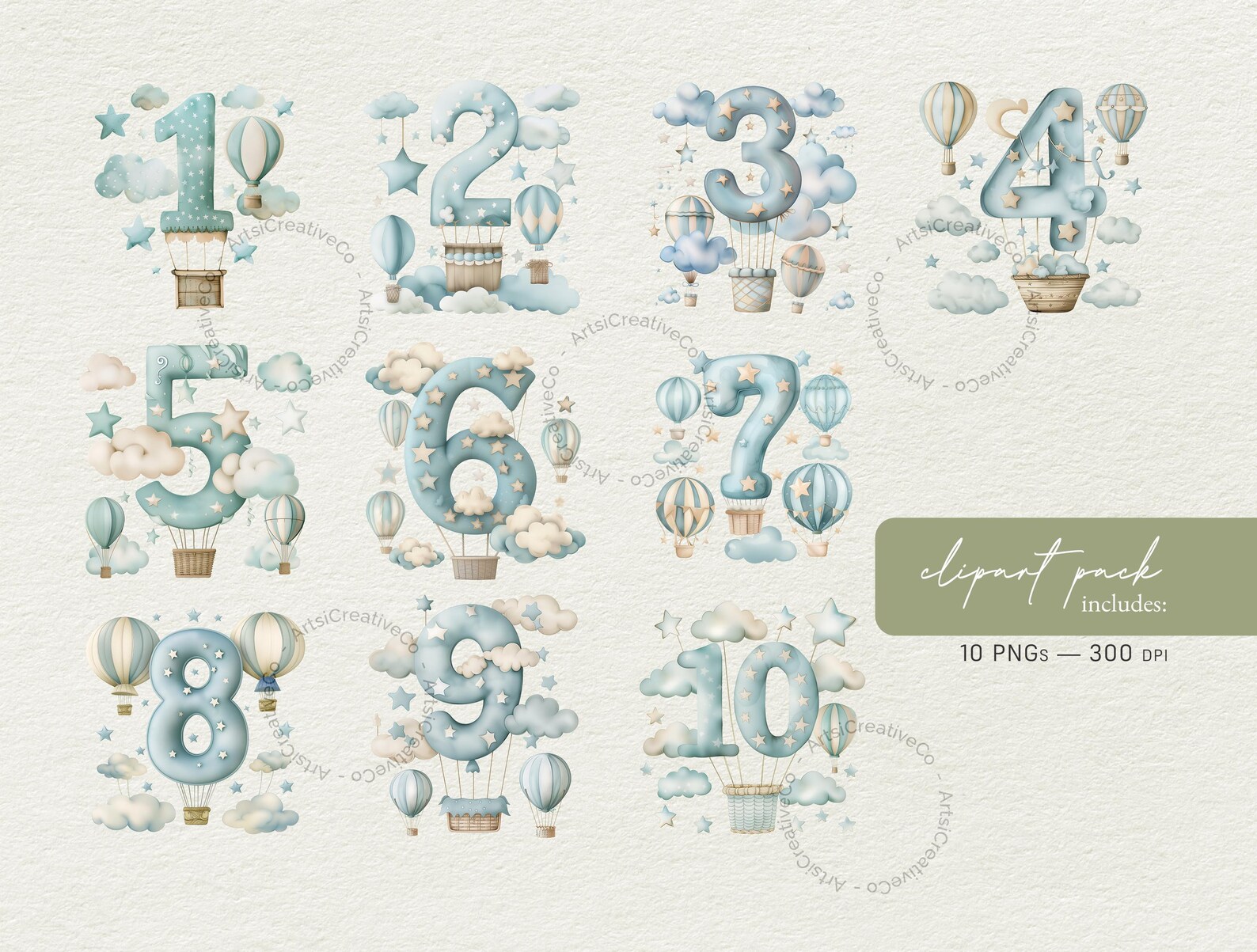 Numbers Children Birthday Nursery Age Clipart PNG Bundle, Numbers ...