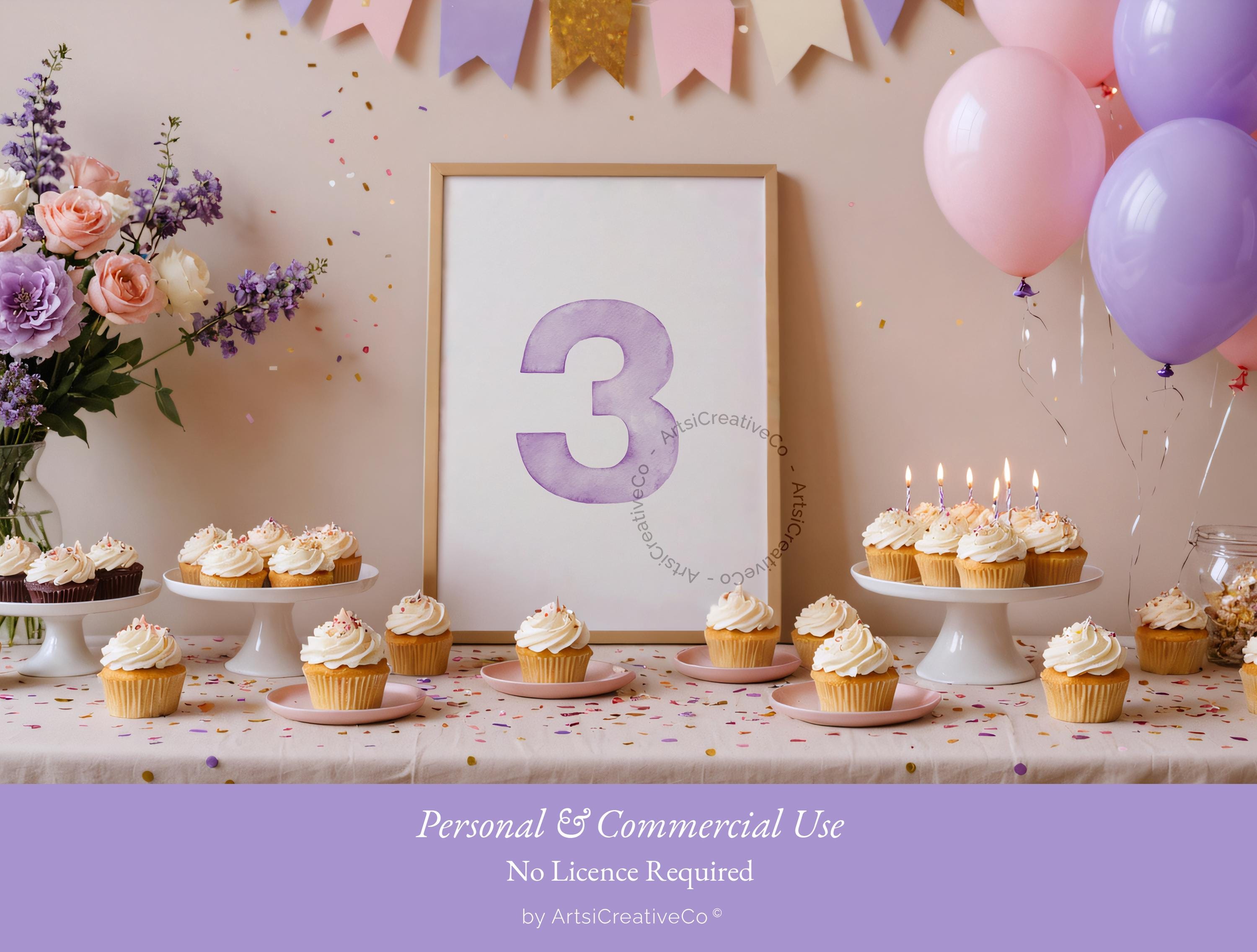 Pastel Purple Numbers Clipart, Watercolor Numbers, Purple Numbers ...