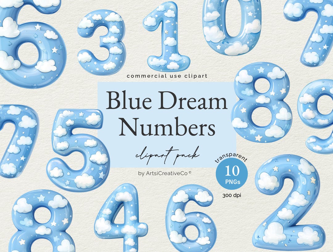 Blue Dream Numbers Clipart PNG, Baby Boy Blue Numbers, Birthday ...