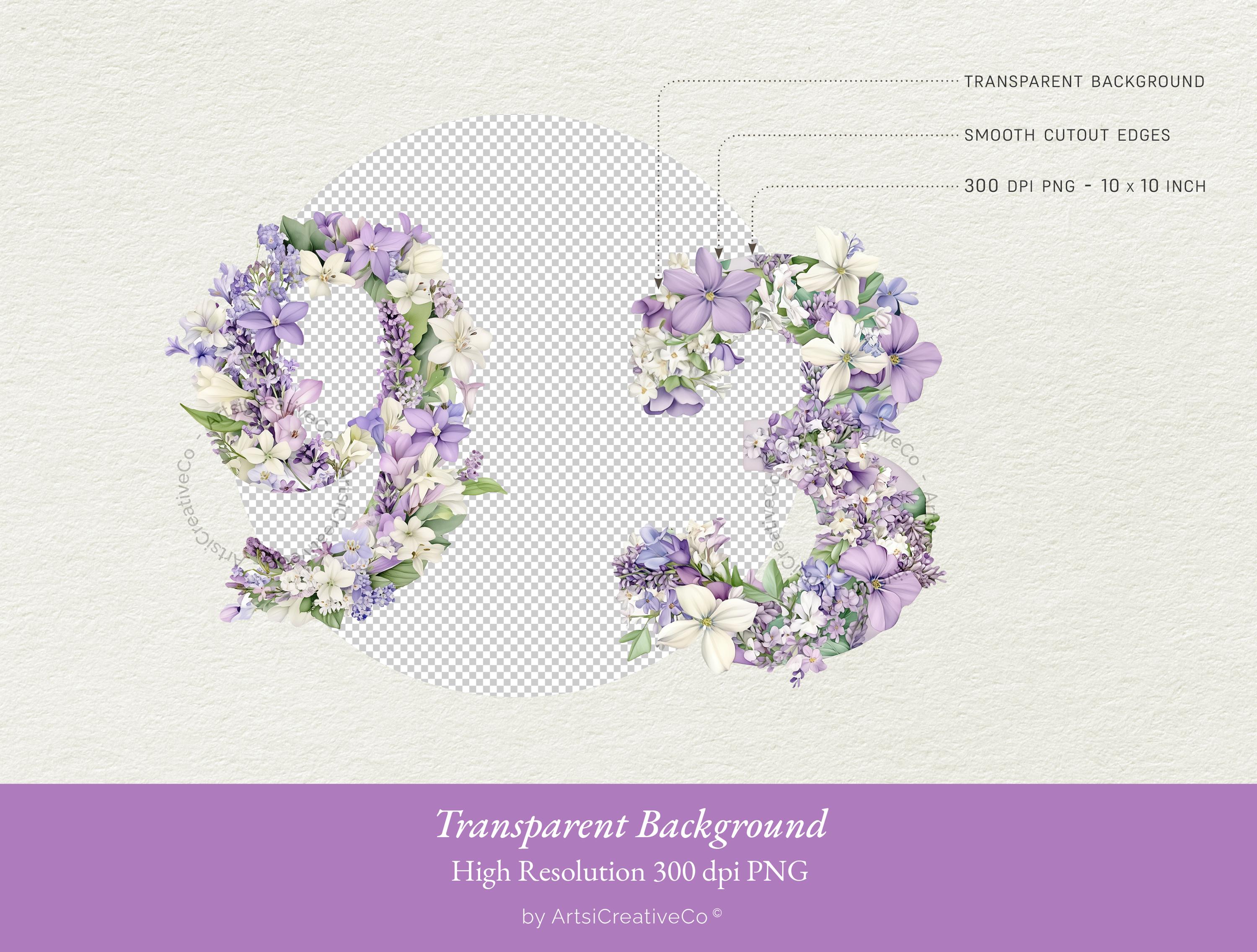 Floral Numbers Clipart PNG, Purple Floral Numbers, Invitations ...