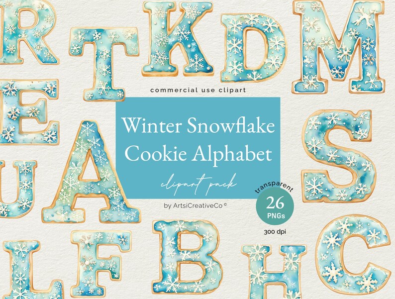 Christmas Alphabet Letters Clipart, Snowflake Cookie Letters, Cookie ...