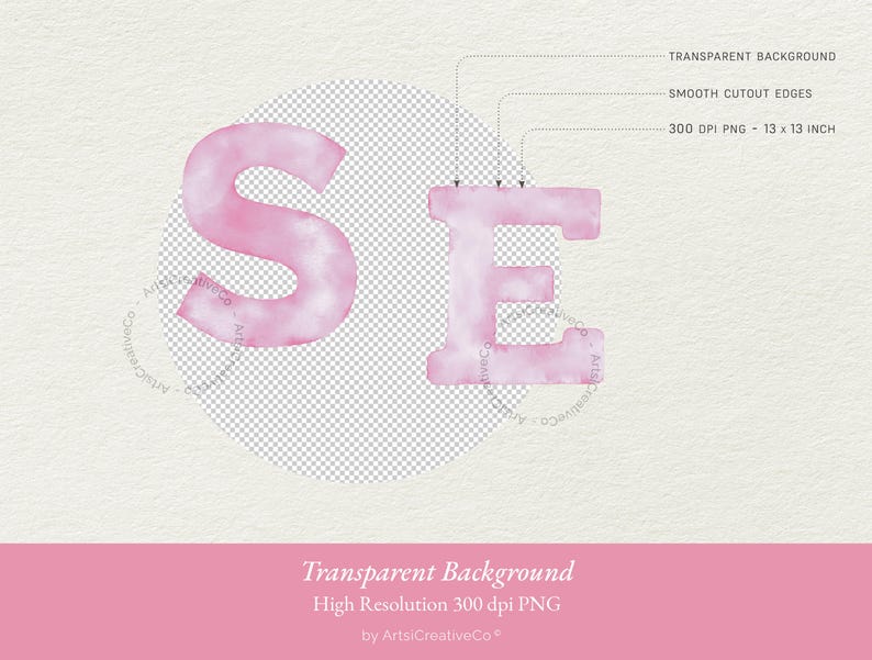 Pastel Pink Alphabet Clipart, Watercolor Letters, Digital Alphabet Font ...