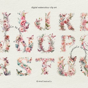 Floral Alphabet Letters Clipart PNG Bundle, Floral Letters, Floral ...