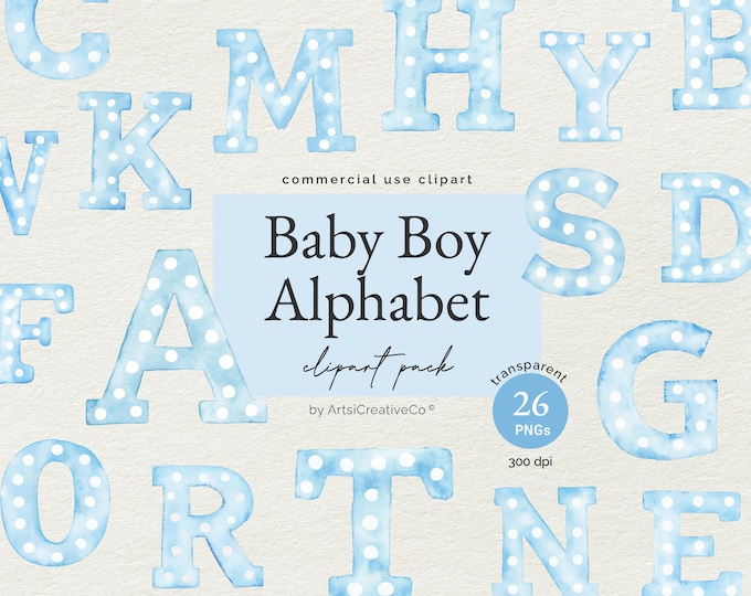 Boy Nursery Alphabet PNG Clipart Bundle | Monogram Letters Pngs | Boy ...
