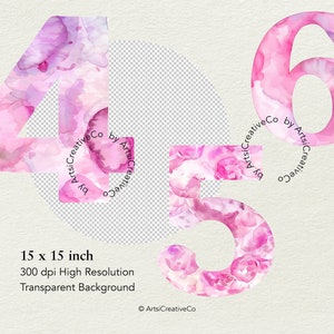 Numbers Watercolor Birthday Age Clipart PNG Bundle, 10 Party Numbers ...