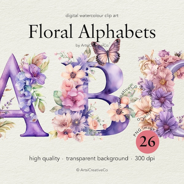 Floral Letters. Clipart - Etsy