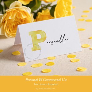 Pastel Yellow Alphabet Clipart, Watercolor Letters, Digital Alphabet ...
