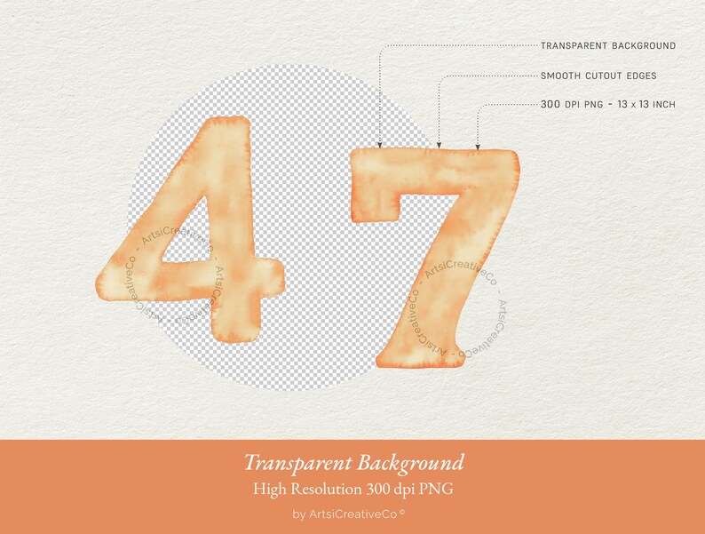 Pastel Orange Numbers Clipart, Watercolor Numbers, Orange Numbers ...