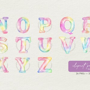 Rainbow Watercolor Alphabet Clipart Bundle - Pastel Letters A-Z PNG ...