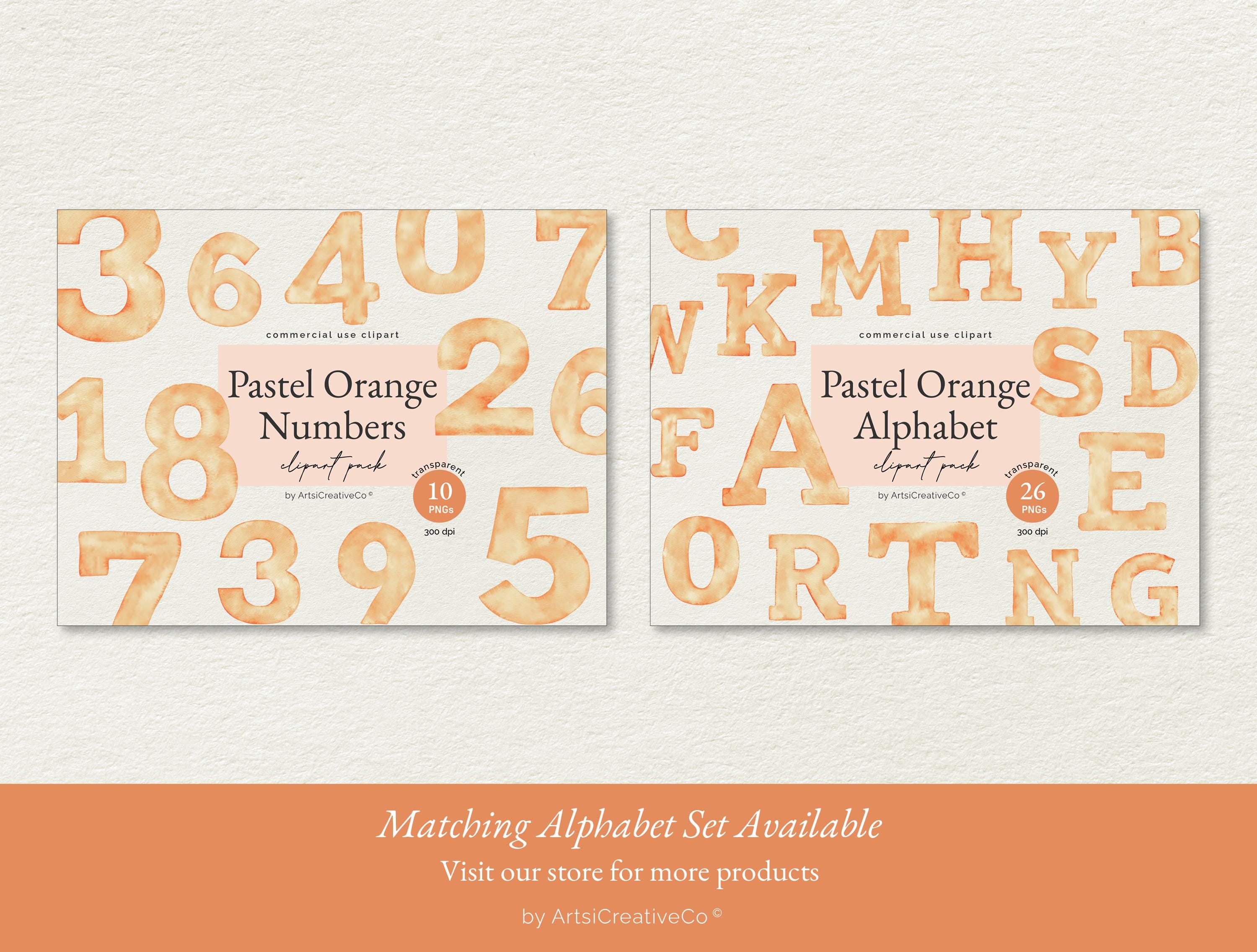 Pastel Orange Numbers Clipart, Watercolor Numbers, Orange Numbers ...
