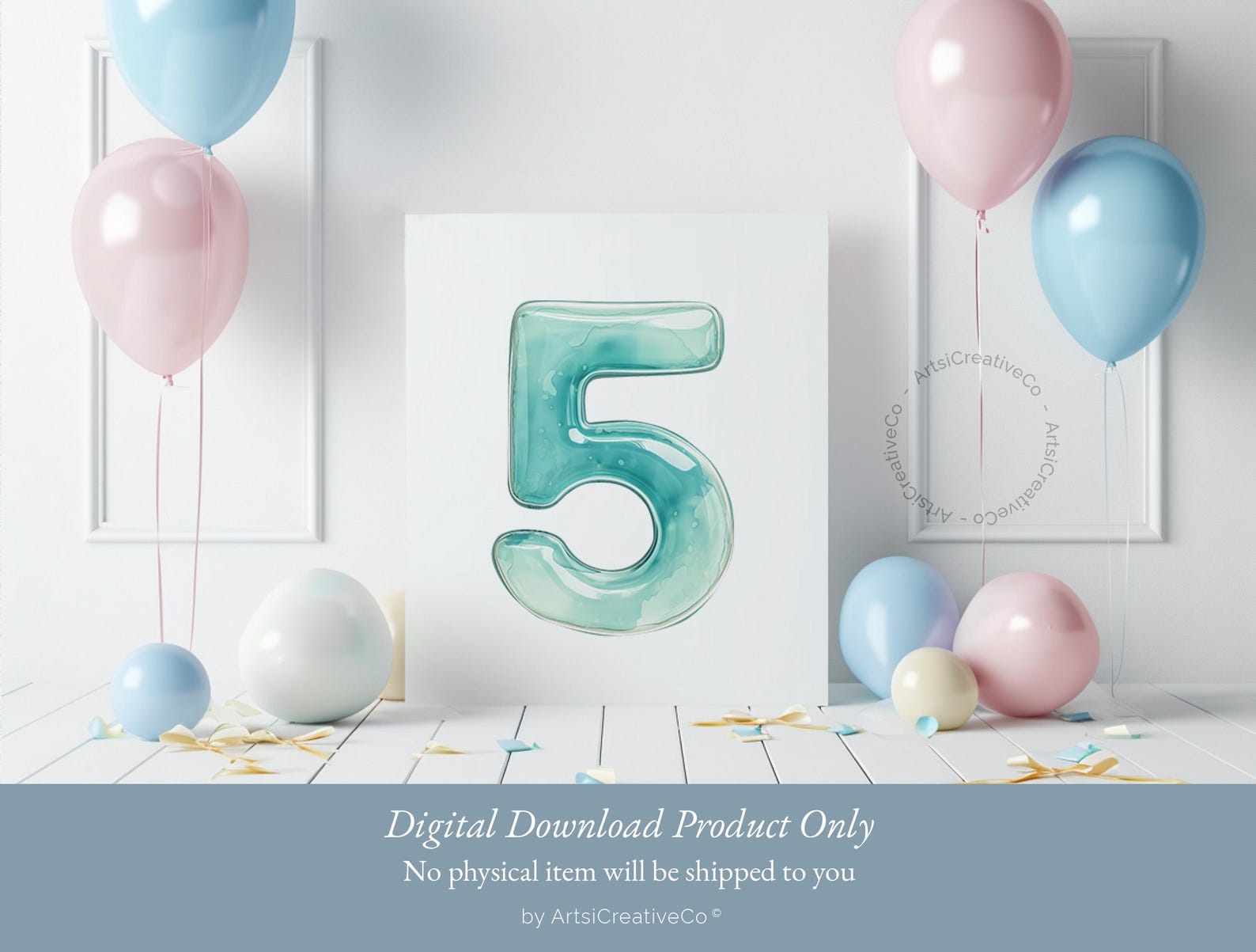 Bubble Blue Balloon Watercolour Numbers Birthday Age Clipart PNG Bundle ...