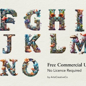 Fantasy Forest Floral Alphabets Letters Clipart PNG Bundle, 26 Floral ...