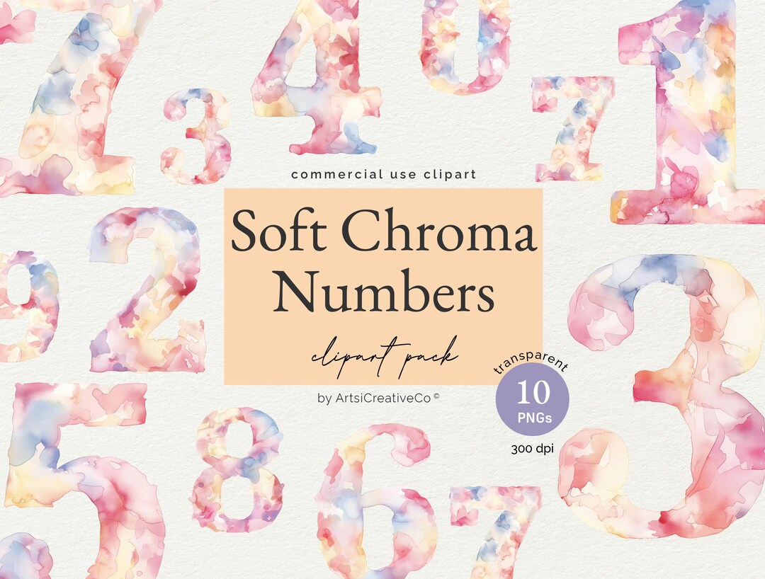 Soft Pastel Watercolour Numbers Birthday Age Clipart PNG Bundle ...