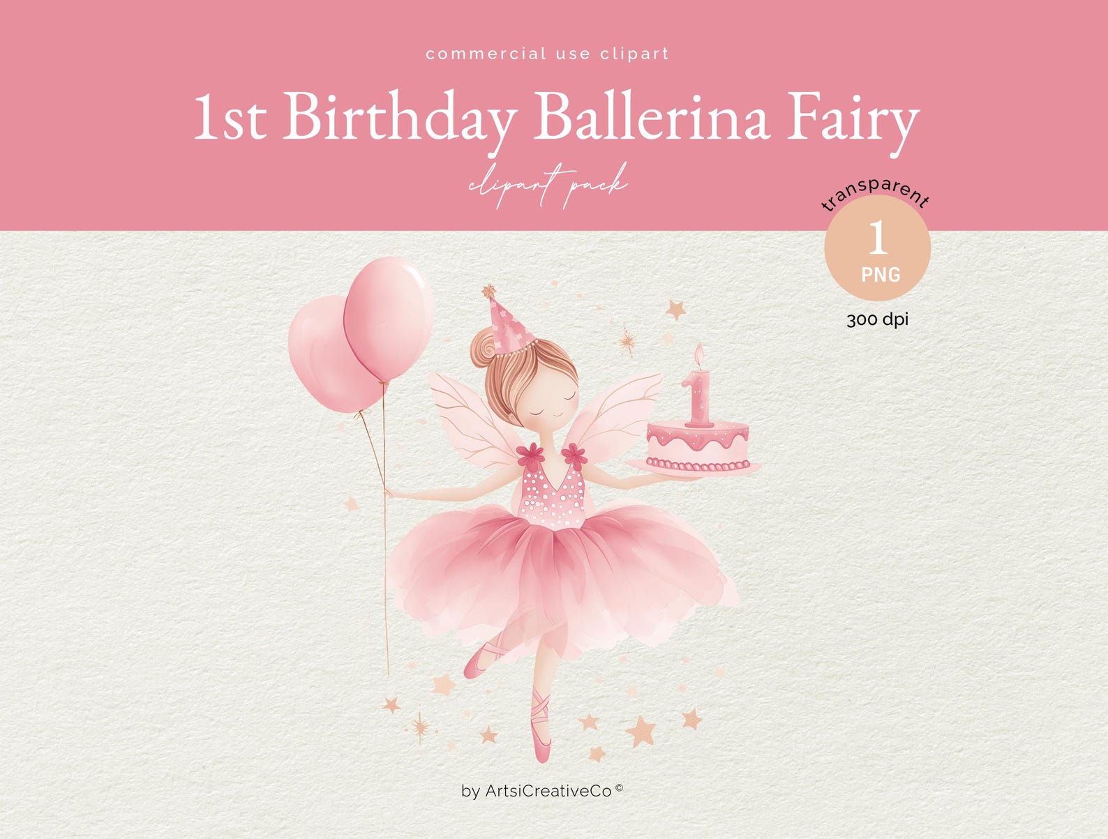 1st Birthday Pink Ballerina Fairy PNG, First Birthday, Baby Milestone ...
